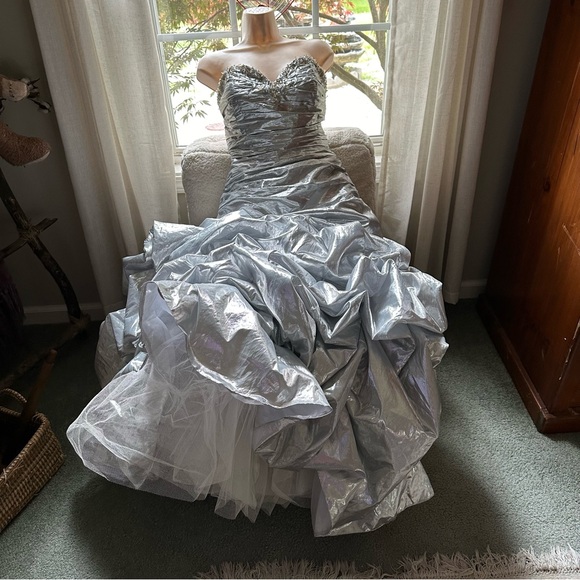 Maggie Sottero | Dresses | Maggie Sottero Silver Prom Dress | Poshmark